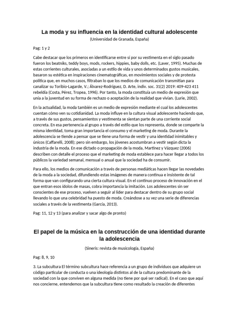 La Moda y Su Influencia en La Identidad Cultural Adolescente | PDF