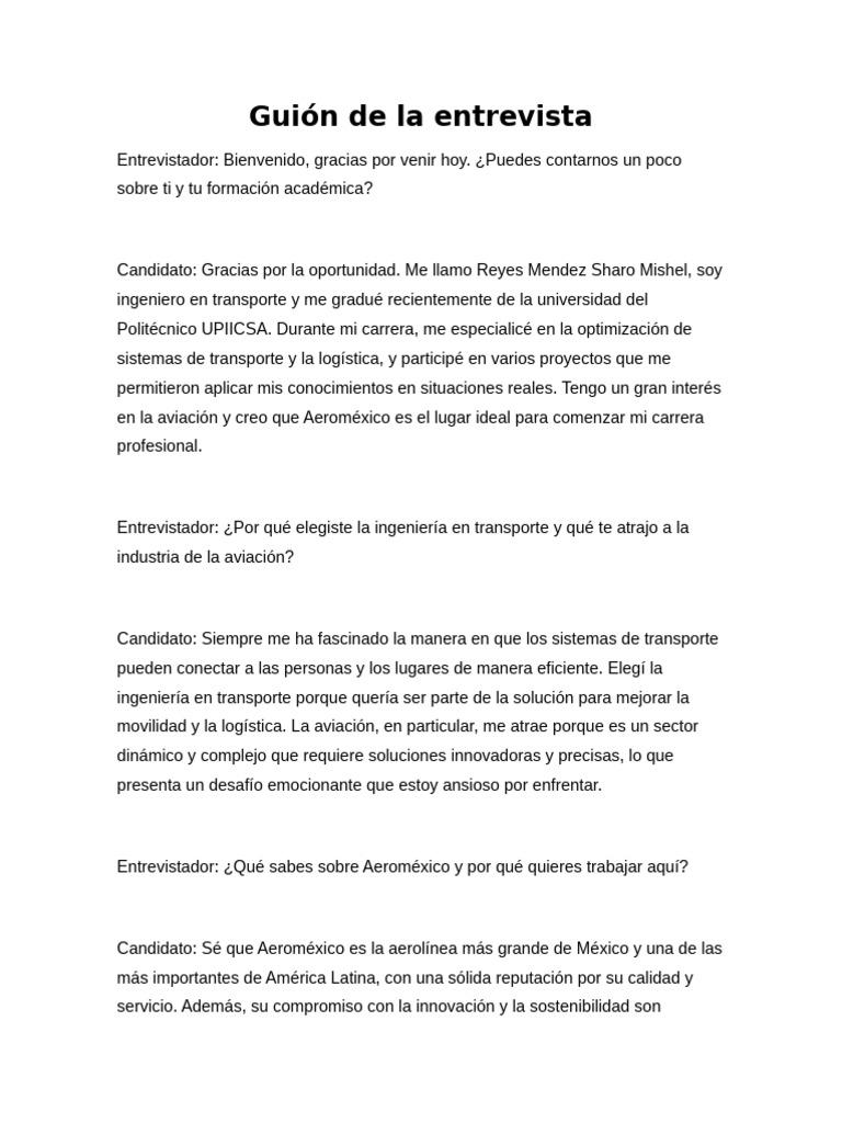 Guion de Entrevista 2 | PDF