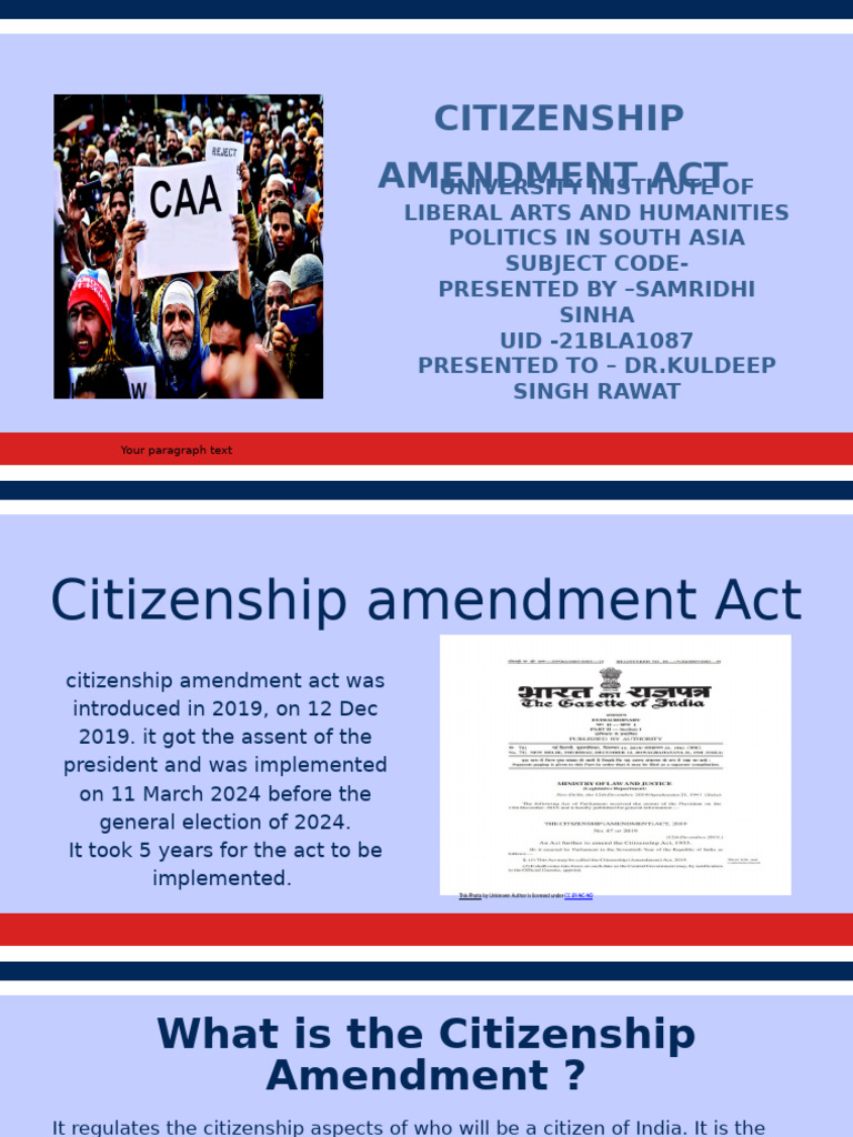 Citizenship Amendmend Act 2019 | PDF