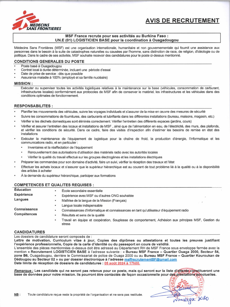 Avis Recrutement Logisticien | PDF