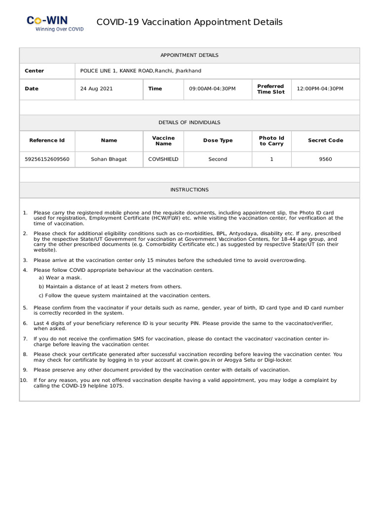 Appointment Slip | PDF