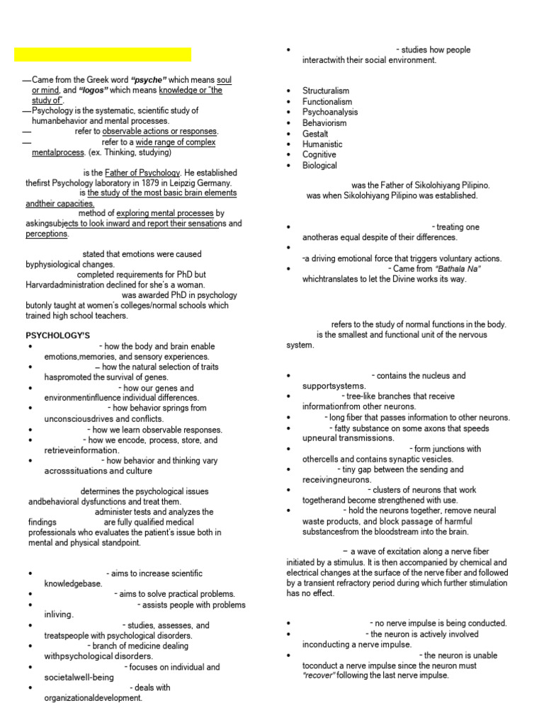 Psychology Notes 1st Sem | PDF