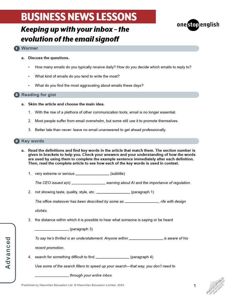 Email Sign Offs - Business English News C1 - C2 | PDF
