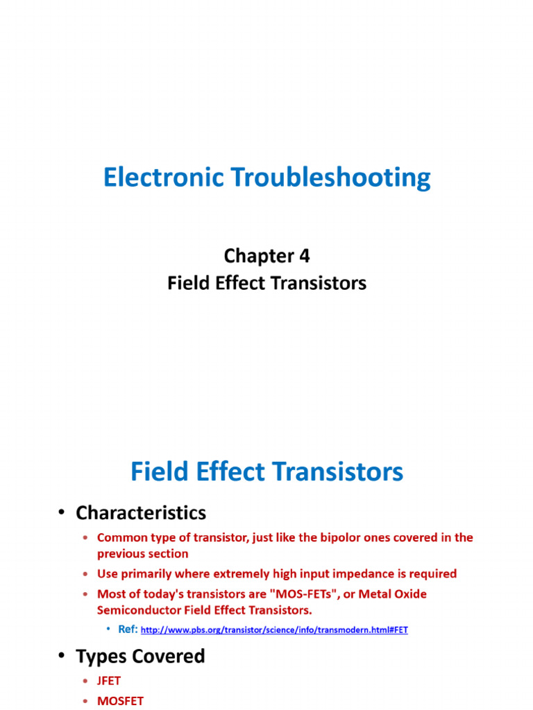 Electronic Troubleshooting. Chapter 4 Field Effect Transistors - PDF | PDF