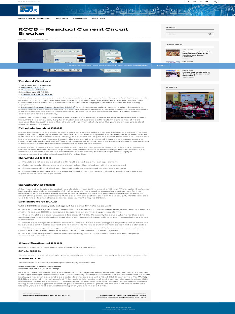 RCCB's Principle, Benefits & Limitations - C&S Electric Blog | PDF RCCB's Principle, Benefits & Limitations - C&S Electric Blog | PDF
