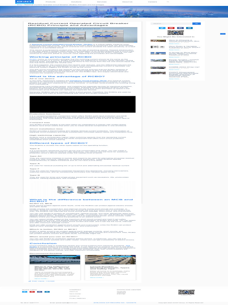 Residual Current Operated Circuit Breaker (RCBO) - Principle and ...