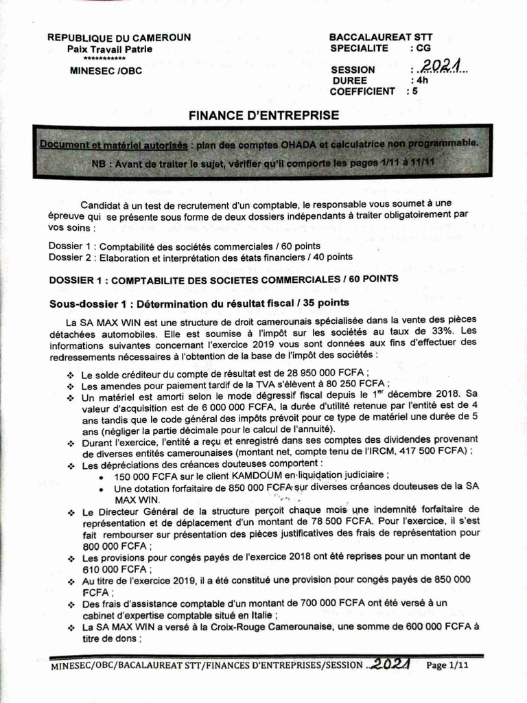 Fe - Bac CG - 2021 - Fna-1 | PDF