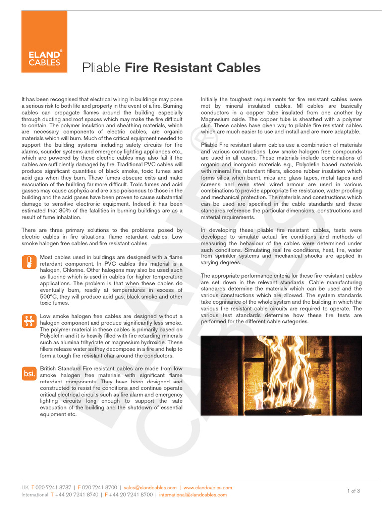 Pliable Fire Resistant Cables | PDF