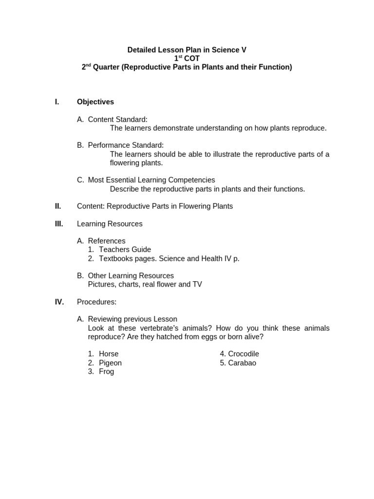 Mama Detailed Lesson Plan in Science V | PDF
