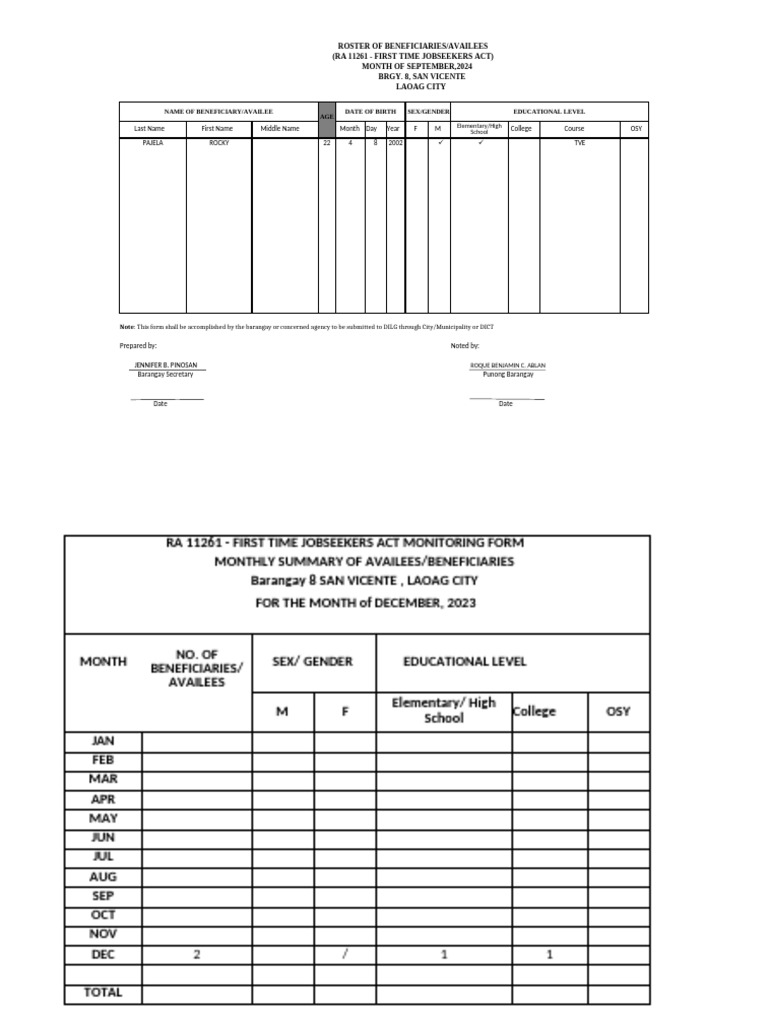 First Time Job Seeker Form | PDF