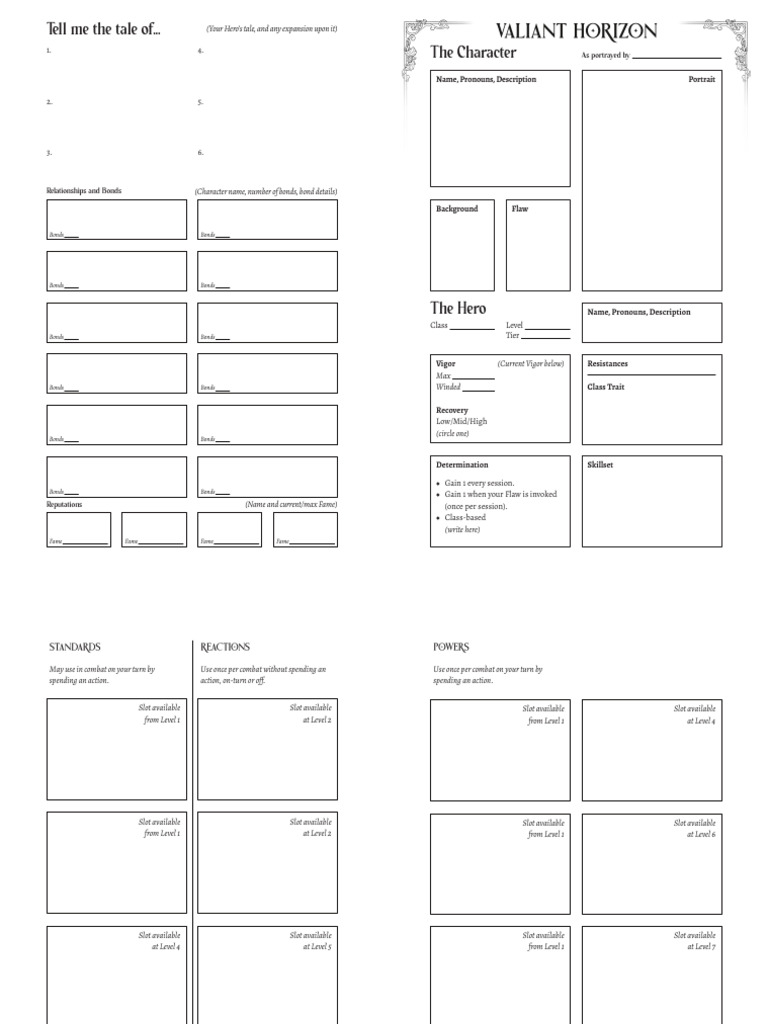 Valiant Horizon Printable Playbook | PDF