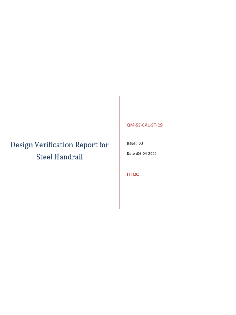 Design Verification Report For Steel Handrail: QM-SS-CAL-ST-29 | PDF