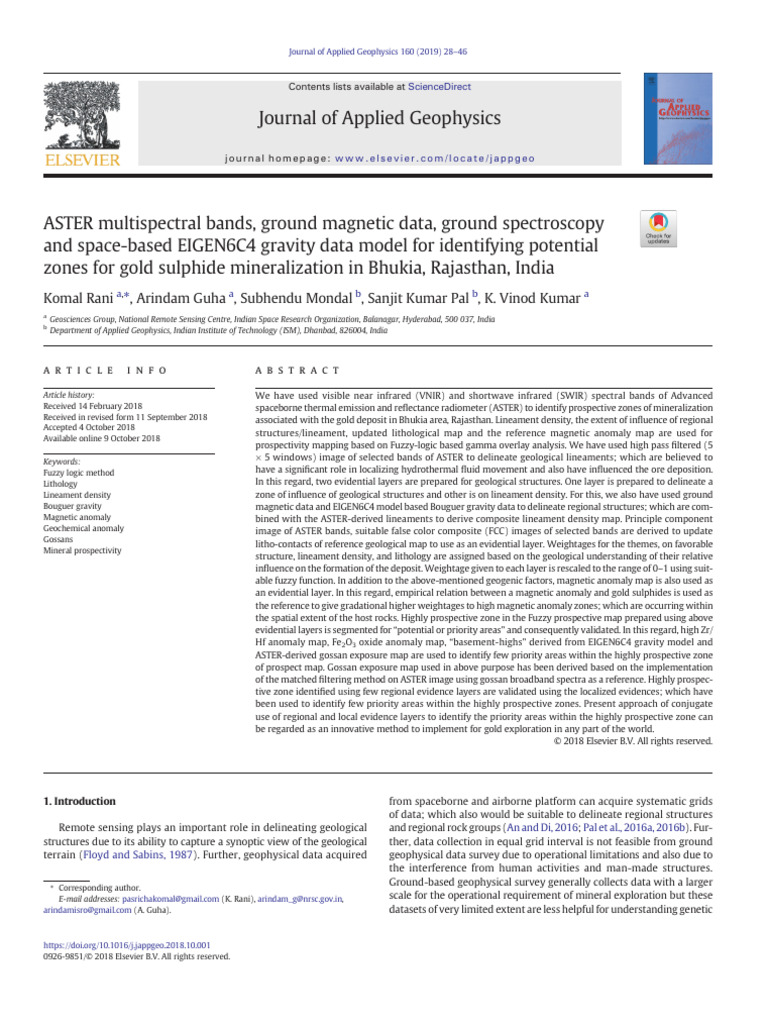 ASTER Multispectral Bands, Ground Magnetic Data, Ground Spectros | PDF