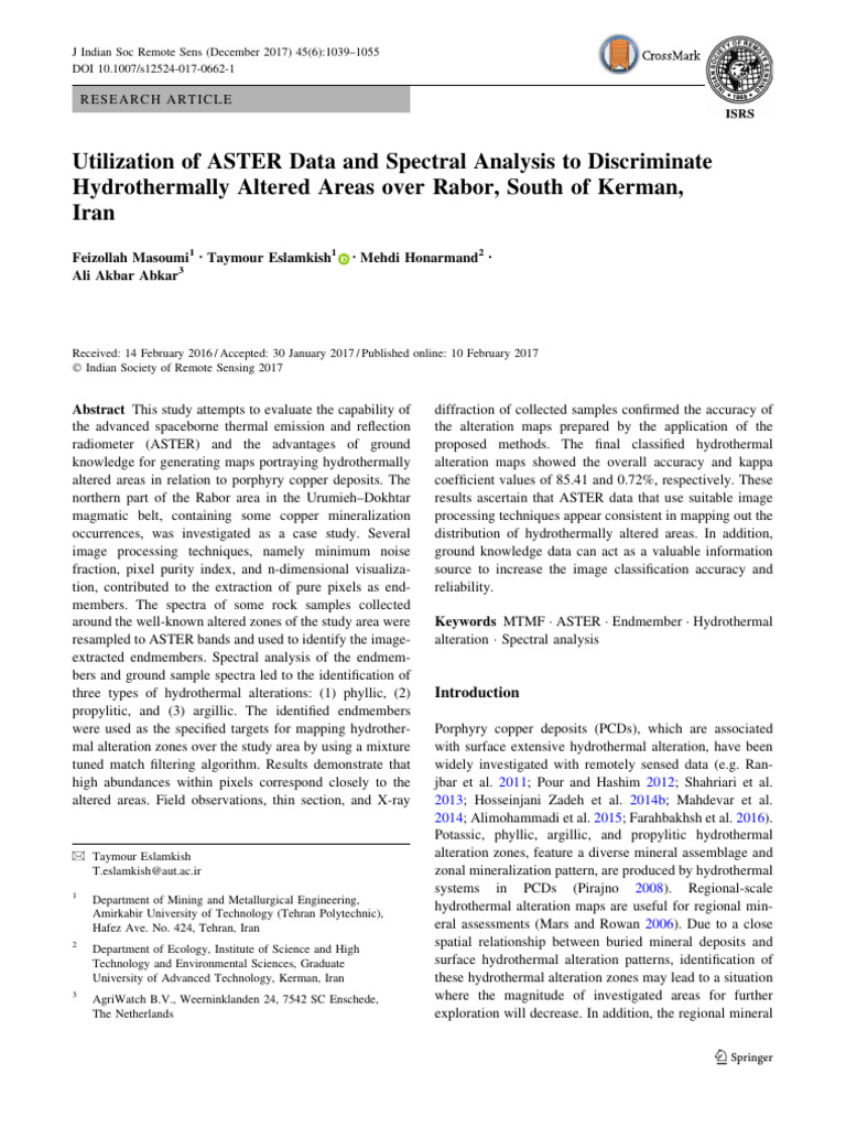 Utilization of ASTER Data and Spectral Analysis To Discriminate ...