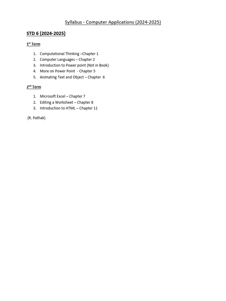 Syllabus STD 6 Computer 2024 2025 | PDF