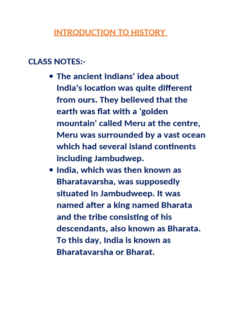 Introduction to History Class Notes | PDF
