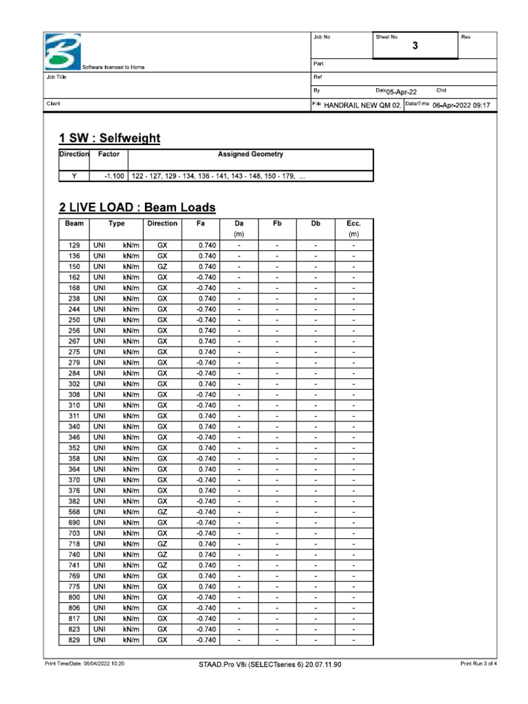 Handrail Calculation 3 | PDF
