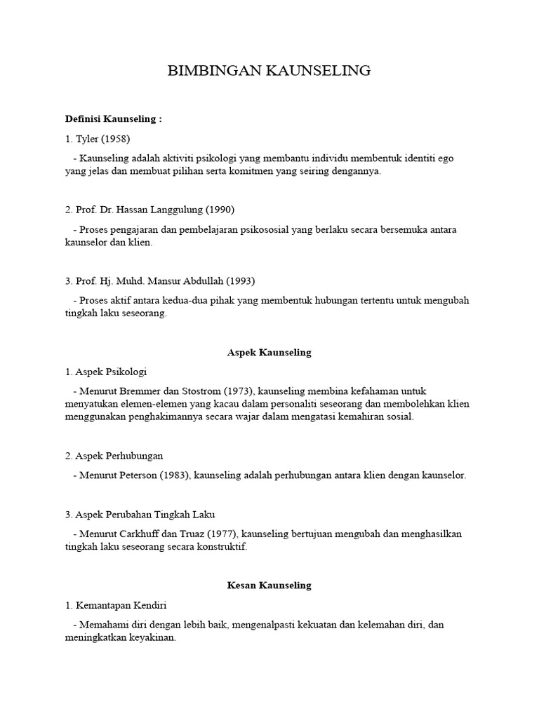 Nota Kaunseling | PDF