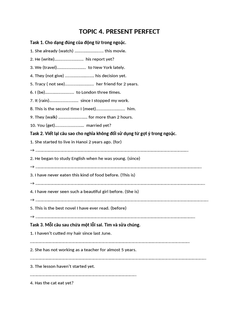 Topic 4. Present Perfect | PDF