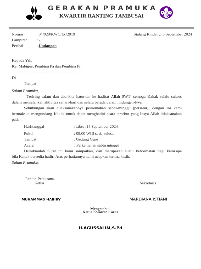 Surat-Undangan-Pramuka 2024 | PDF