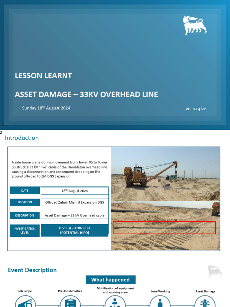 Lessons Learnt - ASSET DAMAGE 33KV OVERHEAD LINE | PDF