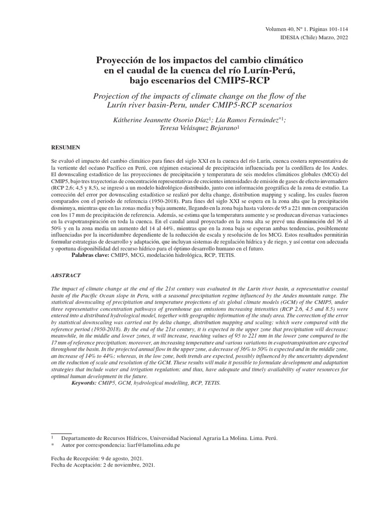 Projection of The Impacts of Climate Change On The Flow of The Lurn ...