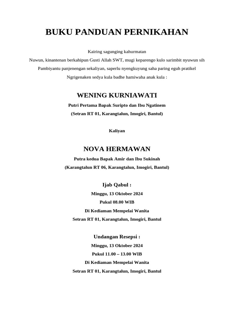 Buku Panduan Pernikahan | PDF