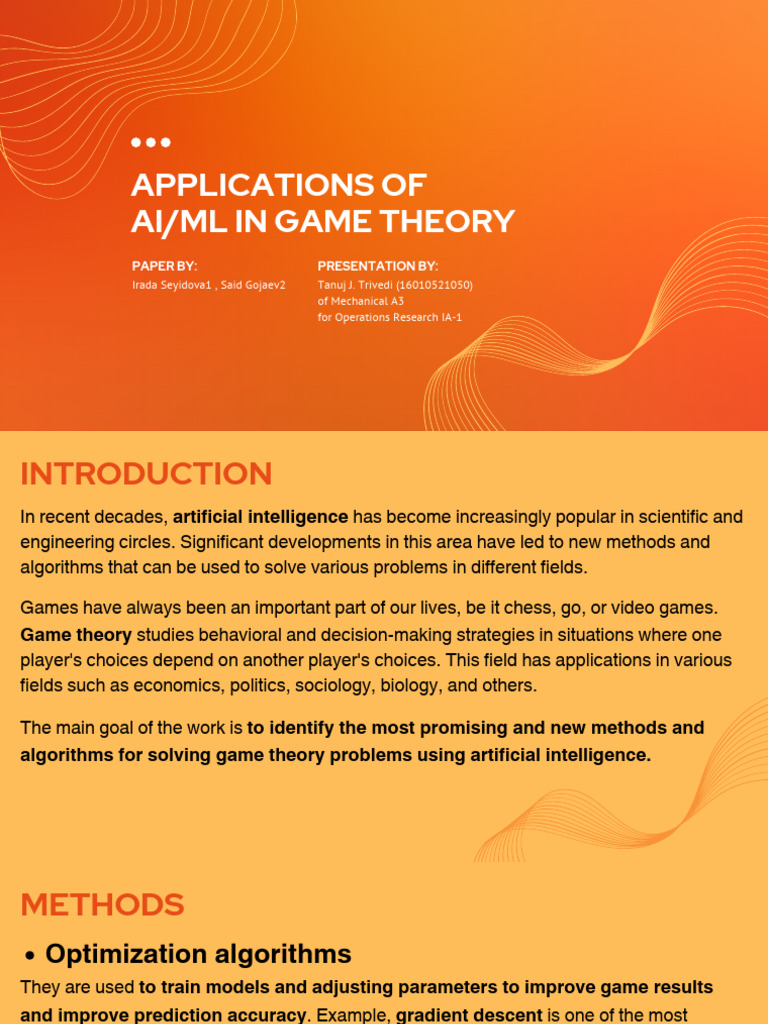 Application of AI-ML in Game Theory | PDF
