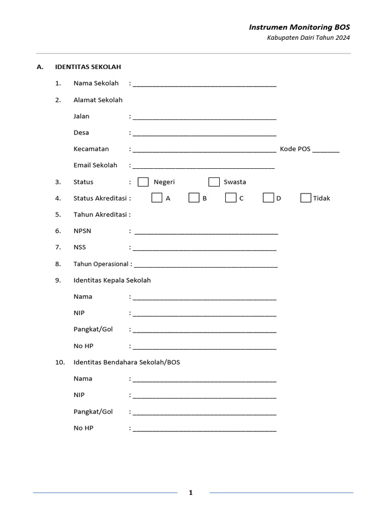 Instrumen Monitoring BOS 2024 | PDF