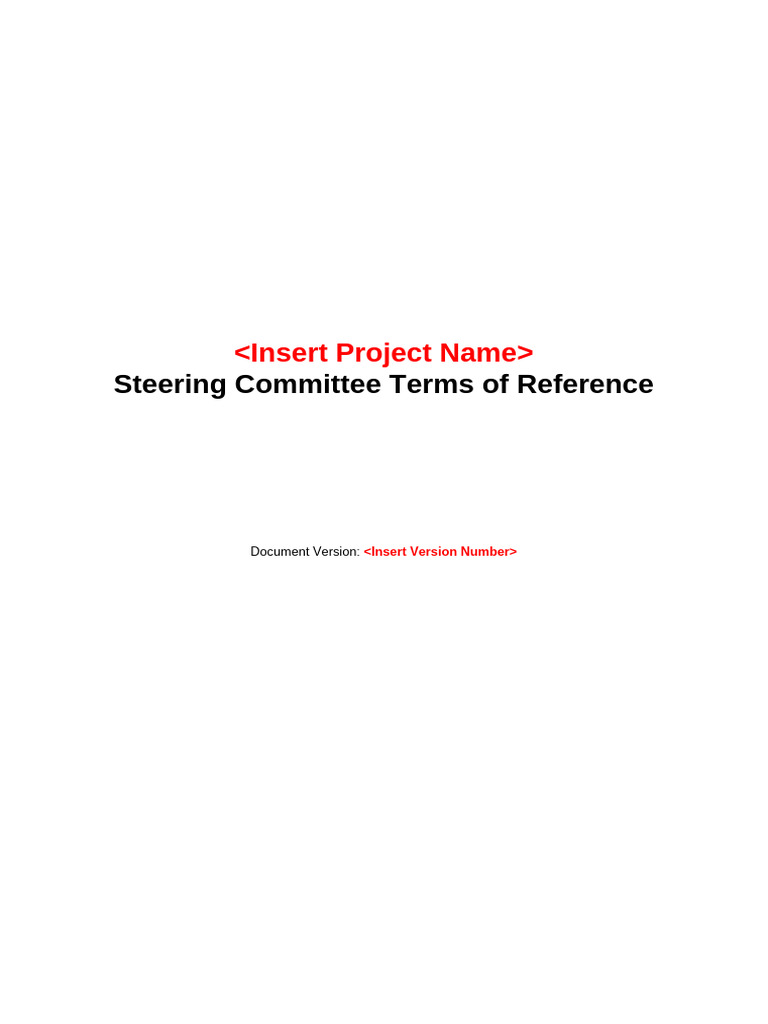 Steering Committee Terms of Reference Template | PDF