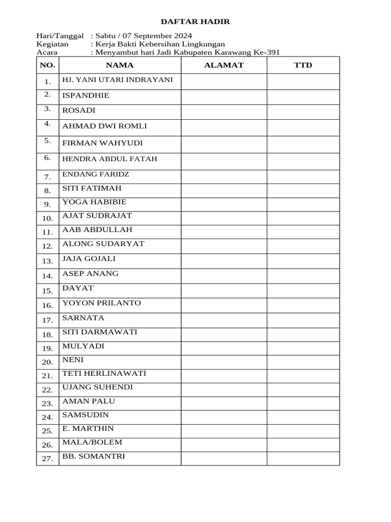 Daftar Hadir | PDF