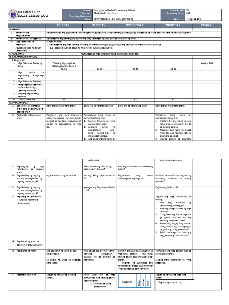 DLL - Esp 6 - Q1 - W7 | PDF