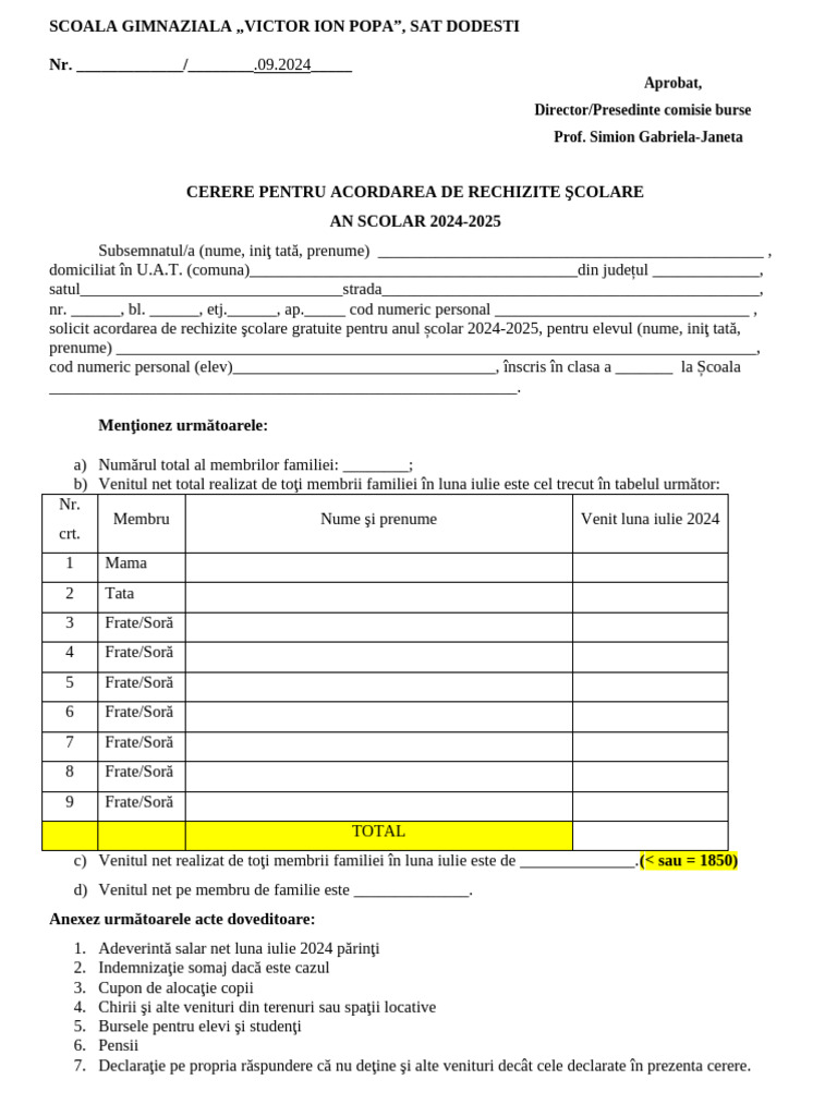 Rechizite-Cererea-2024-2025 | PDF