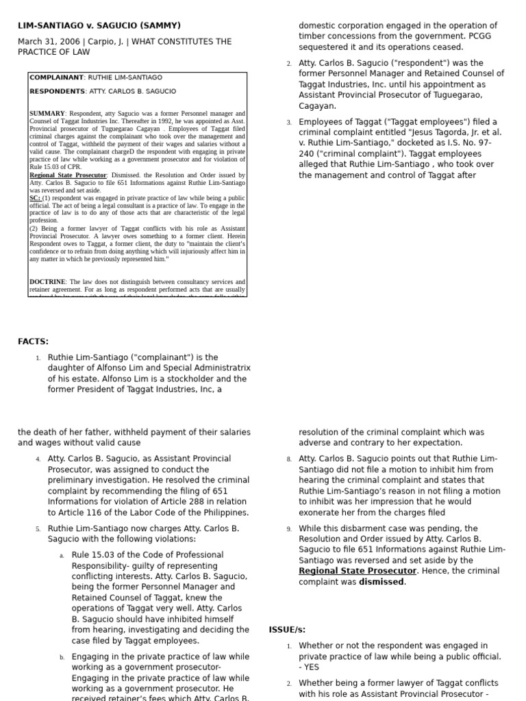 Lim-Santiago V. Sagucio (Sammy) | PDF