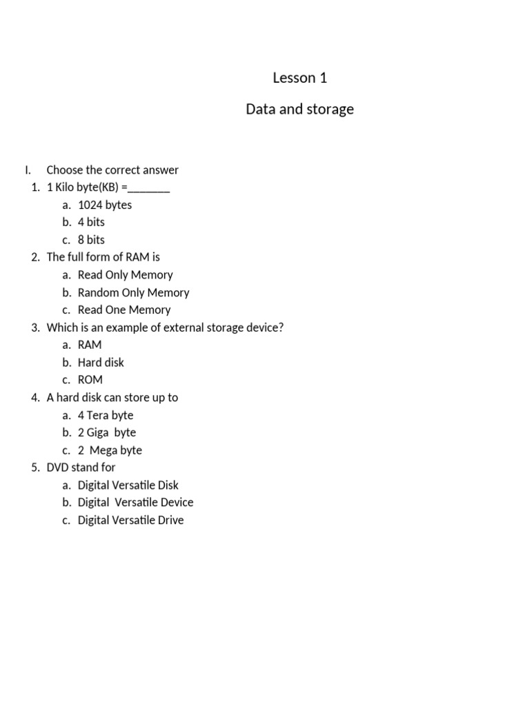 Grade 4 Computer Worksheet | PDF