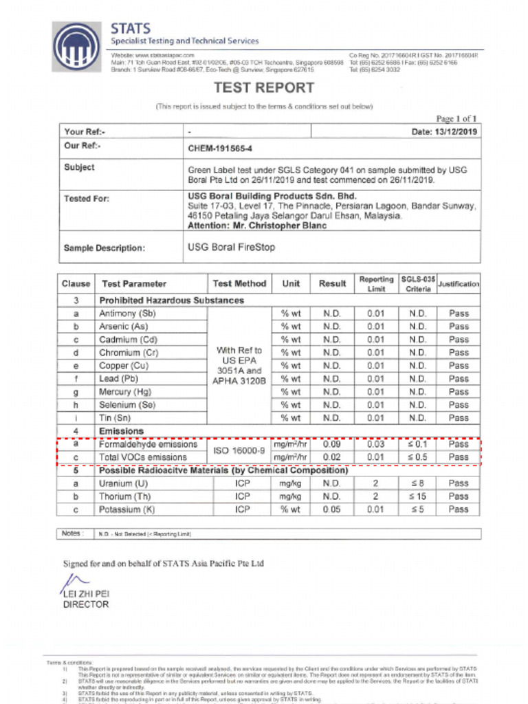 USG Boral Partition Board - Testing Report | PDF