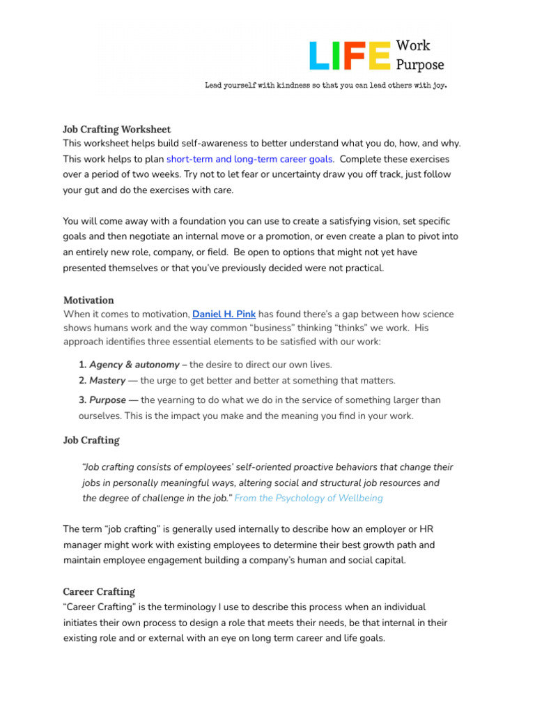 Job Crafting Exercise | PDF