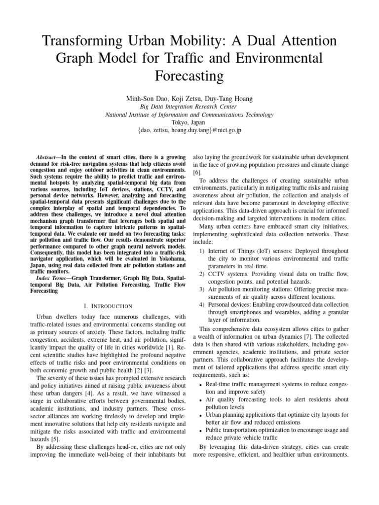 Transforming Urban Mobility: A Dual Attention Graph Model for Traffic and Environmental ...