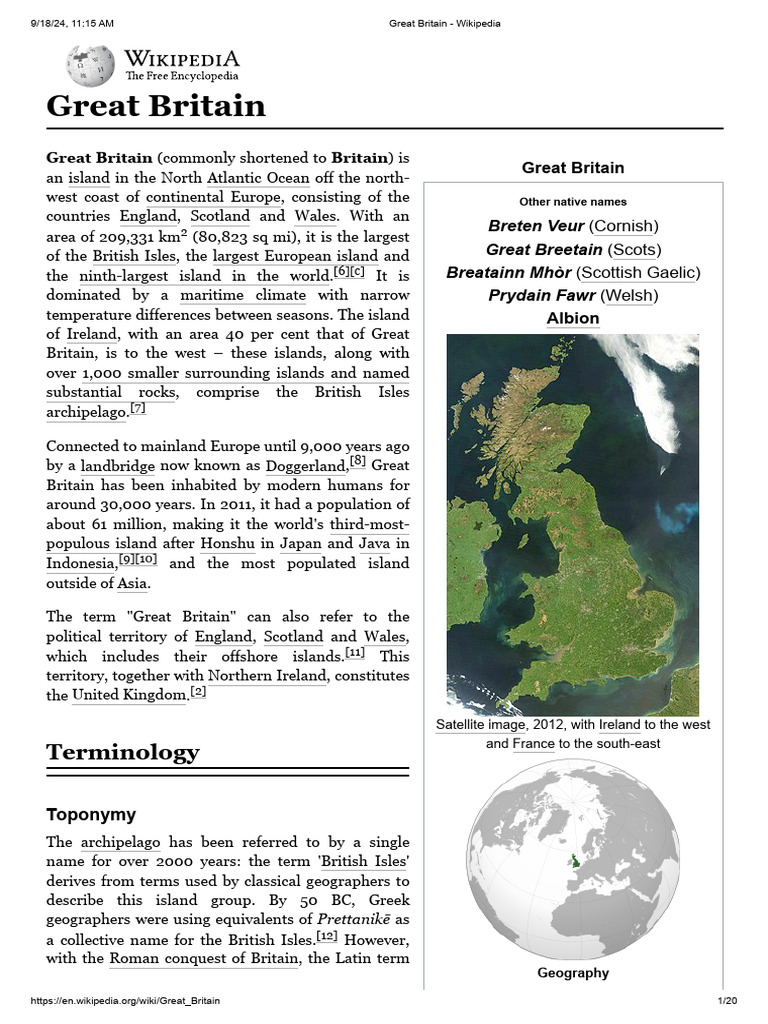 Great Britain - Wikipedia | PDF