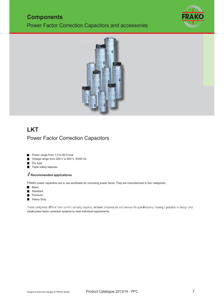Three Phase Capacitors Frako | PDF