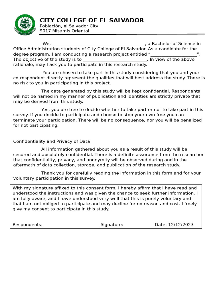 LETTER REQUEST FOR RESEARCH SURVEY | PDF