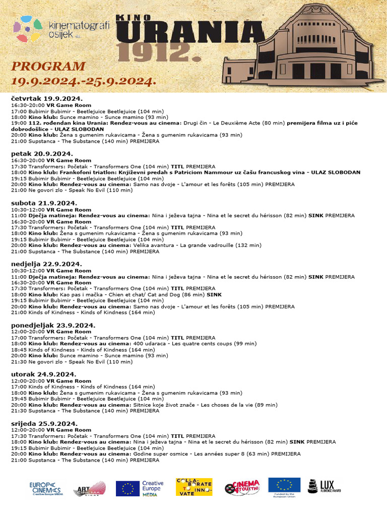 Program Kina Urania 19.9.-25.9.2024 | PDF