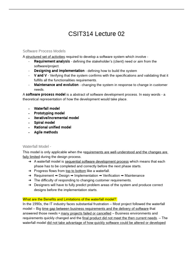 CSIT314 L02 Notes | PDF