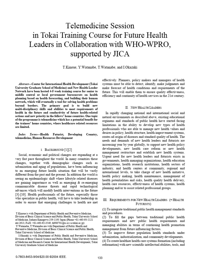 Telemedicine Training for Health Leaders | PDF | Public Health | Social ...