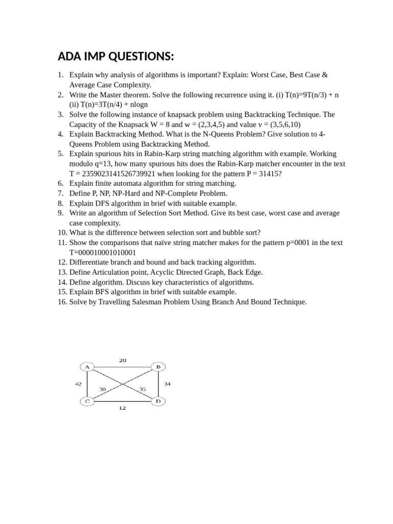 Ada - Sem 5 Mid Sem Imp Questions | PDF