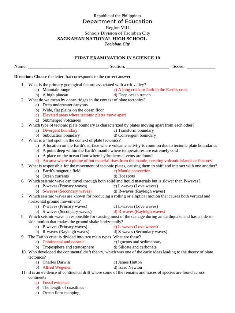 Grade 10 Exam | PDF