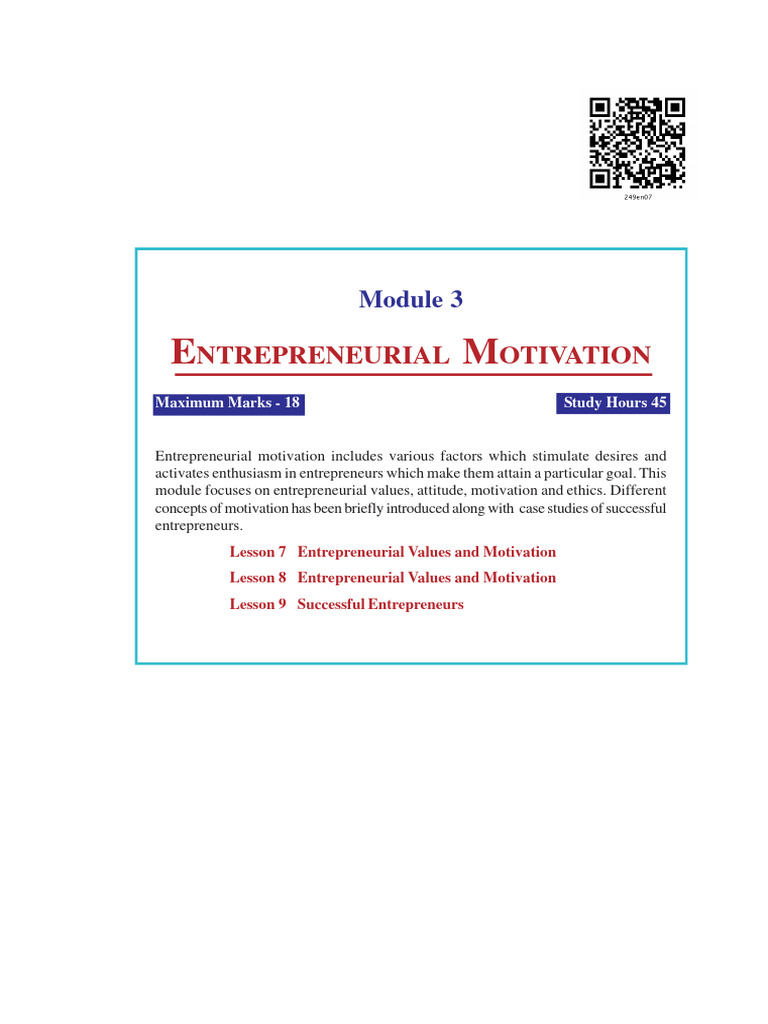 Entrepreneurial Motivation and Values | PDF | Entrepreneurship ...
