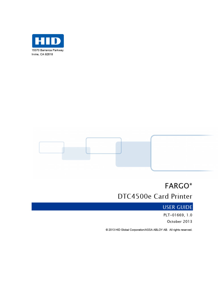 HID Fargo DTC 4500e User Manual | PDF