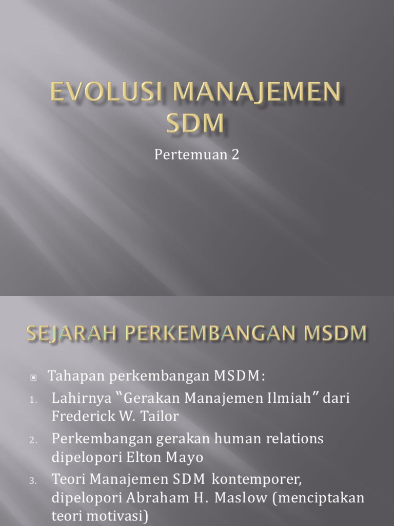 Evolusi MSDM 02 | PDF