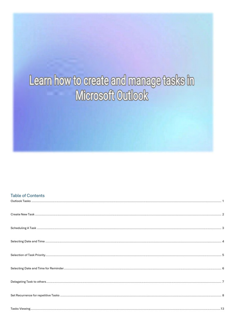 Microsoft Outlook tasks guidelines | PDF